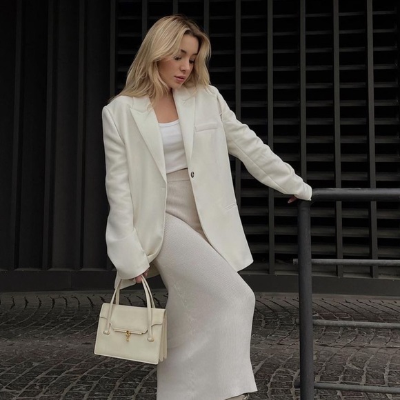 Zara | Jackets & Coats | Zara Open Vent Cream Blazer | Poshmark